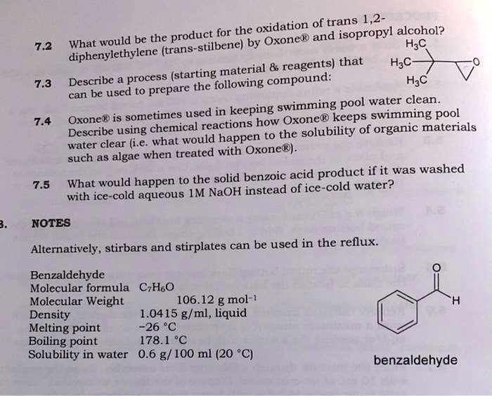 SOLVED: oxidation of trans 121 the product - for the and isopropyl ...