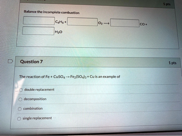 Hpts balance the incomplete combustion cshs co hzo question...
