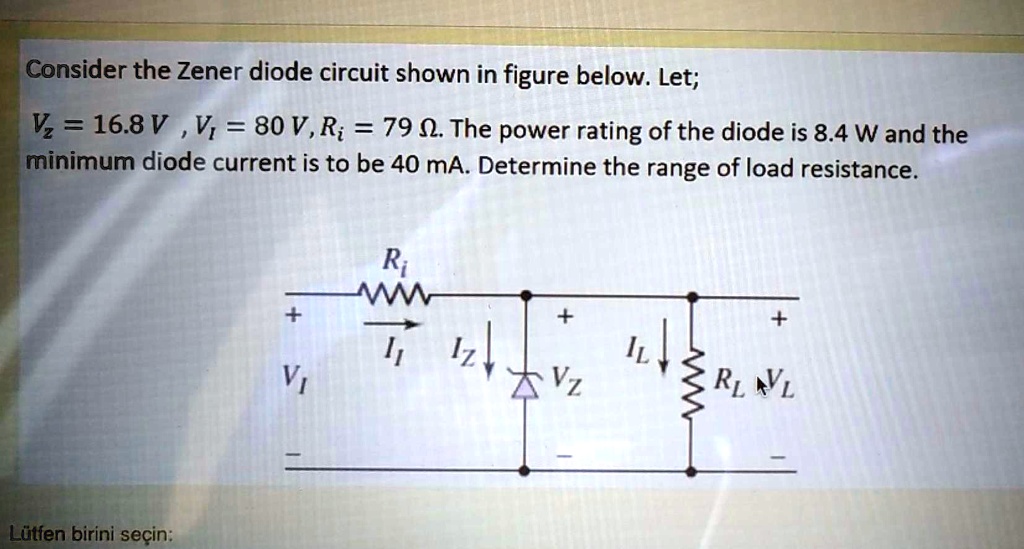 SOLVED: Please be quick, I have a timeline. Consider the Zener diode circuit shown in the figure ...