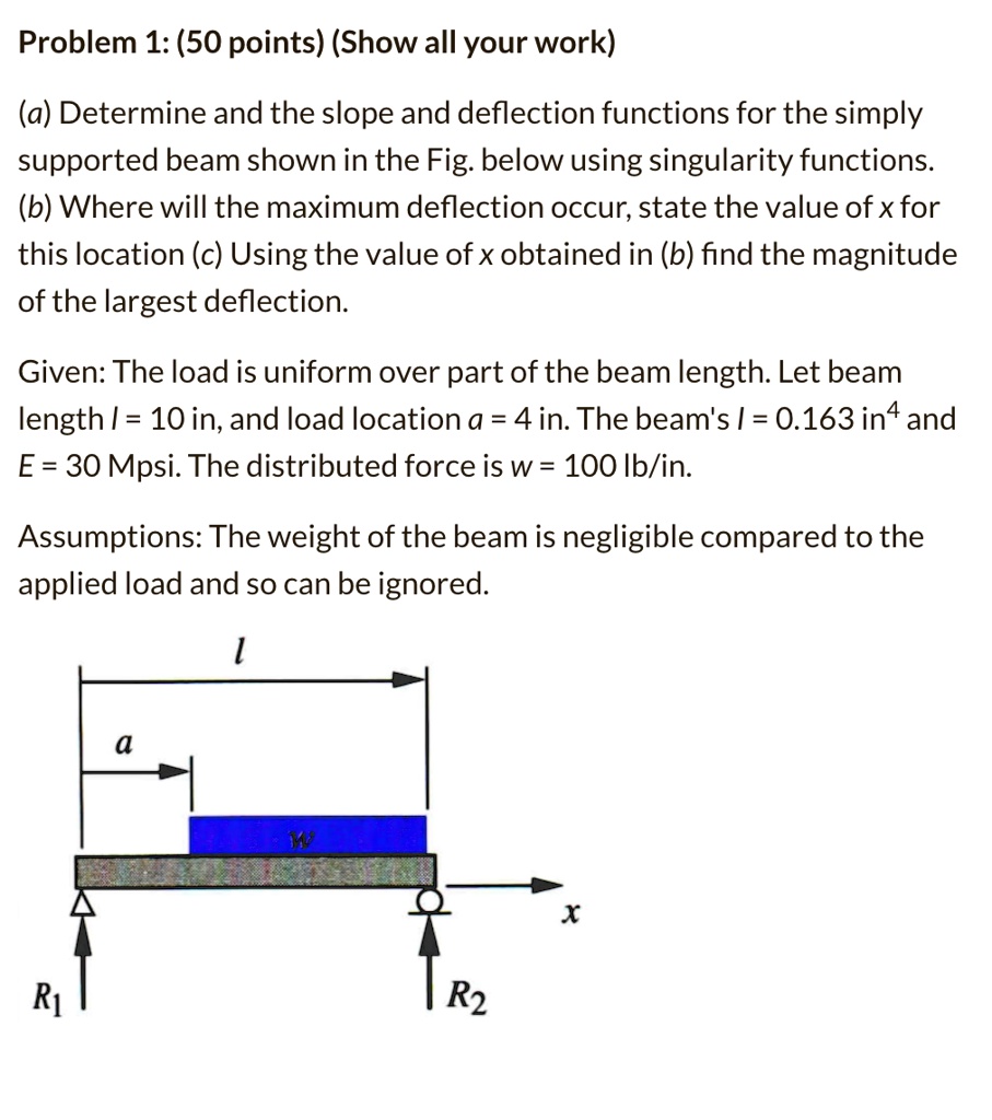 SOLVED: Problem 1: (50 points) (Show all your work) (a) Determine and the slope and deflection ...