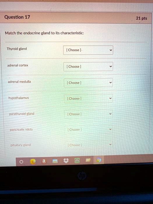 SOLVED: Question 17 21 pts Match the endocrine gland to its ...