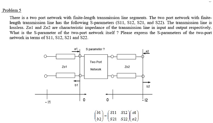 SOLVED: Problem 5 There is a two-port network with finite-length transmission line segments. The ...