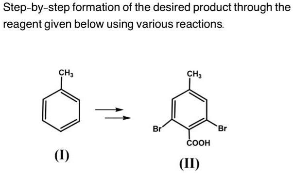 Step-by-step formation of the desired product through the reagent given ...