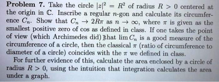 SOLVED: Problem 7. Take the circle |2/2 R2 of radius R 0 centered at ... SOLVED: Problem 7. Take the circle |2/2 R2 of radius R 0 centered at ...