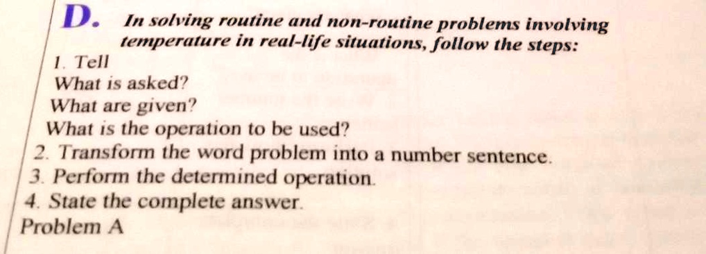 SOLVED: 'pasagot po please ng tanong sagutan po ng tama D In solving routine and non-routine ...