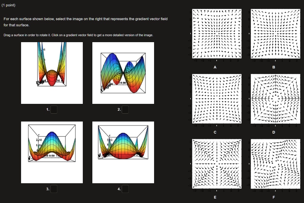 point) For each surface shown below; select the image on the nght that ...