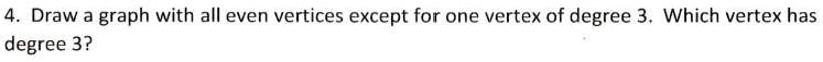 SOLVED: Draw a graph with all even vertices except for one vertex of ...
