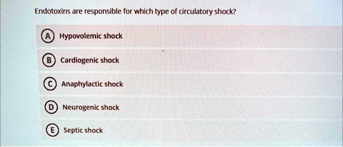 Endotoxins are responsible for which type of circulatory shock ...