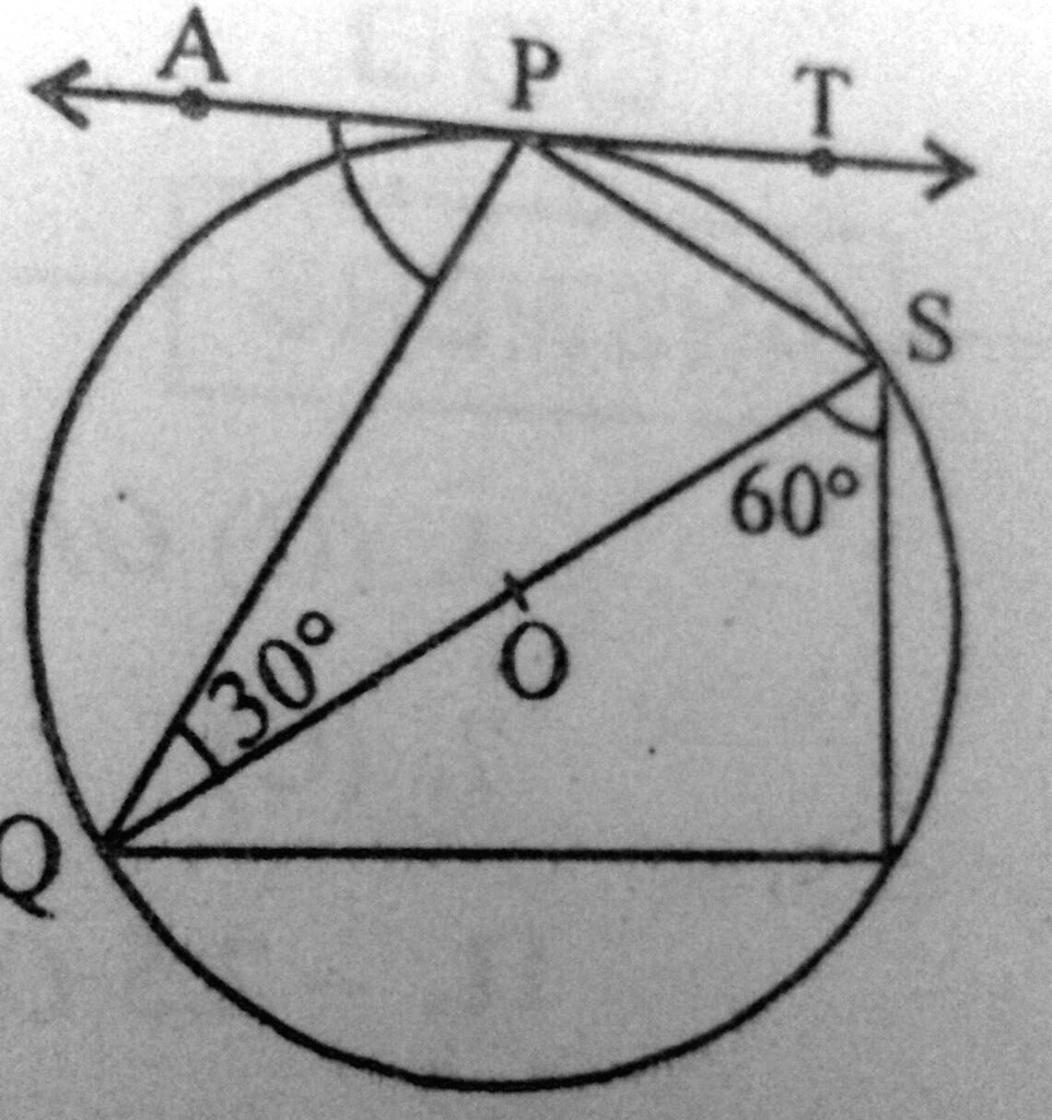 In the following figure, QS is the diameter and O is the center of the circle. 1APT is the ...