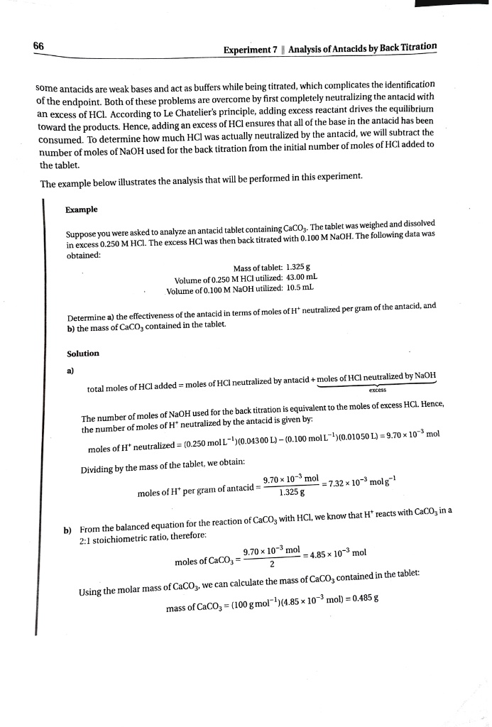 experiment analysis of antacids by back titration some antacids are ...