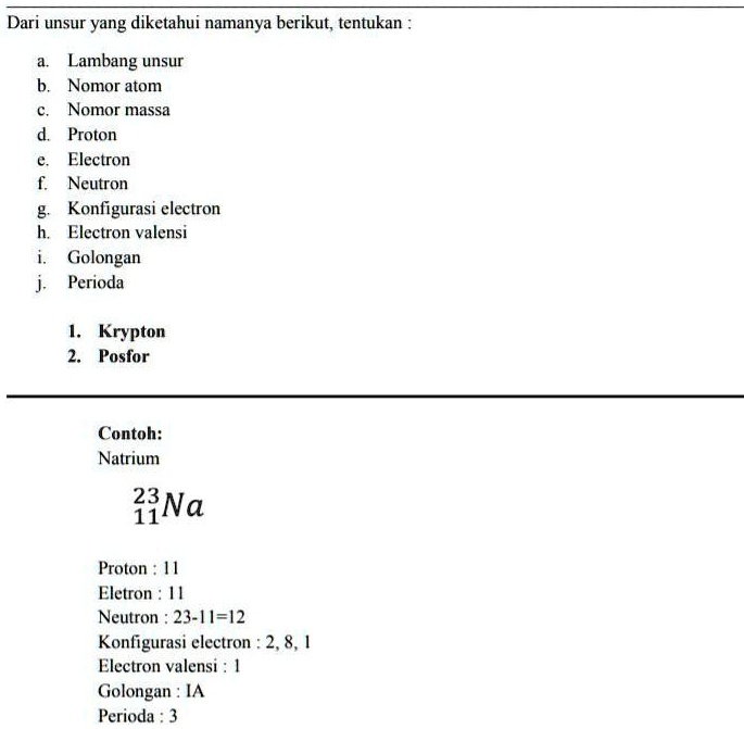 SOLVED: bantu dong banggggggg Dari unsur yang diketahui namanya berikut ...