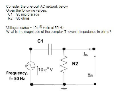 Consider the one-port AC network below. Given the following values: C1 ...