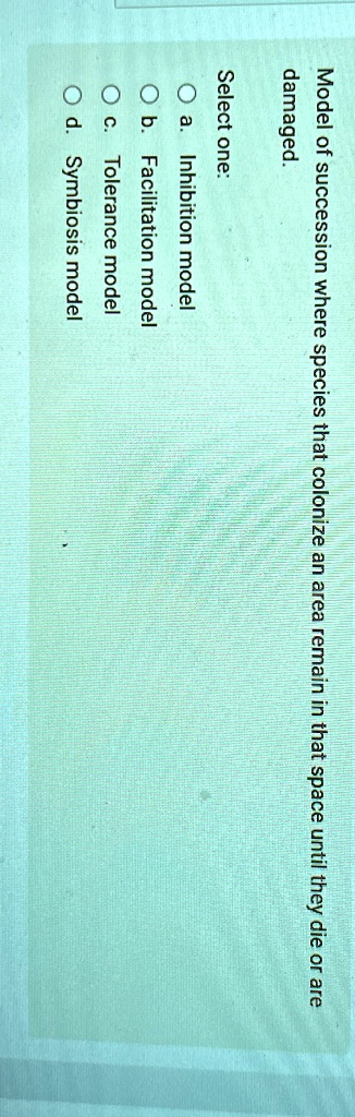 model of succession where species that colonize an area remain in that ...