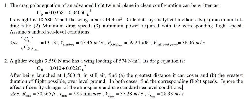 1 the drag polar equation of an advanced light twin airplane in clean ...