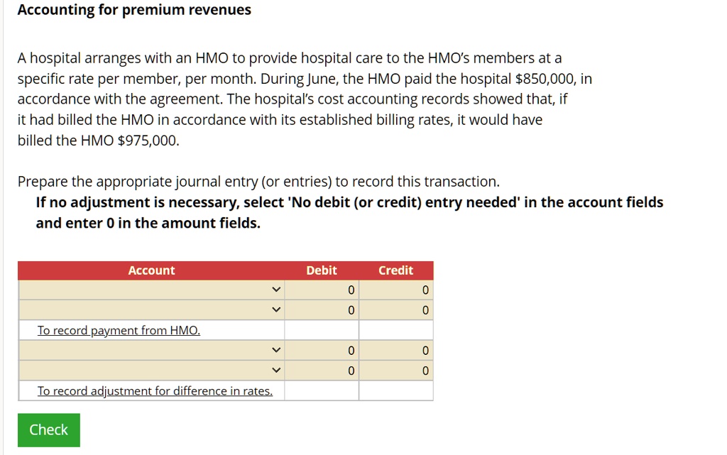 Accounting for premium revenues A hospital arranges with an HMO to ...