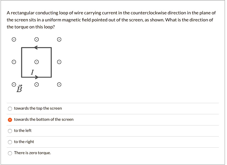 SOLVED: Arectangular conducting loop of wire carrying current in the counterclockwise direction ...