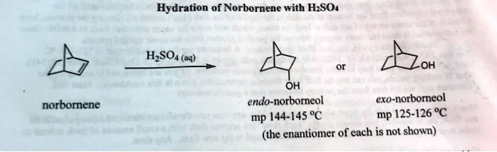 SOLVED: Hydration of Norbornene with H2SO4 H2SO4 (4 mol) OH OH ...