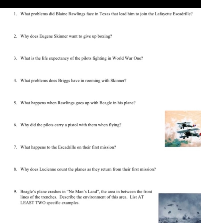 SOLVED: Flyboys Movie Guide What problems did Blaine Rawlings face in ...