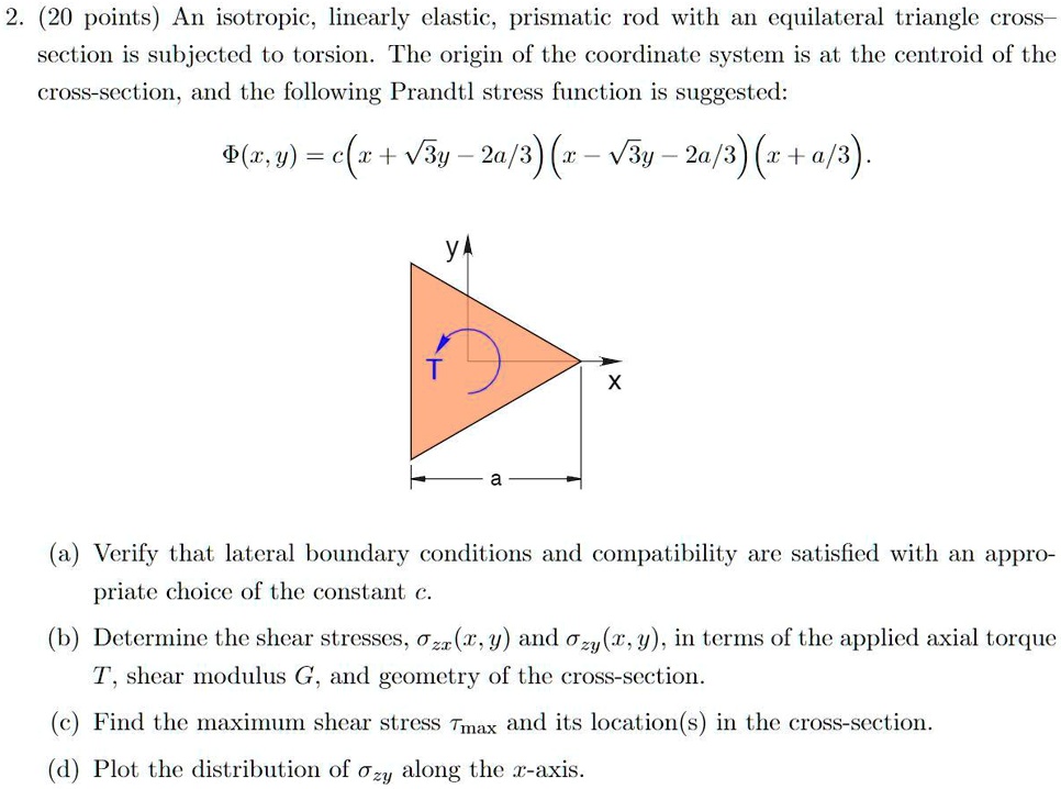 2 20 points an isotropic lincarly clastic prismatic rod with an ...