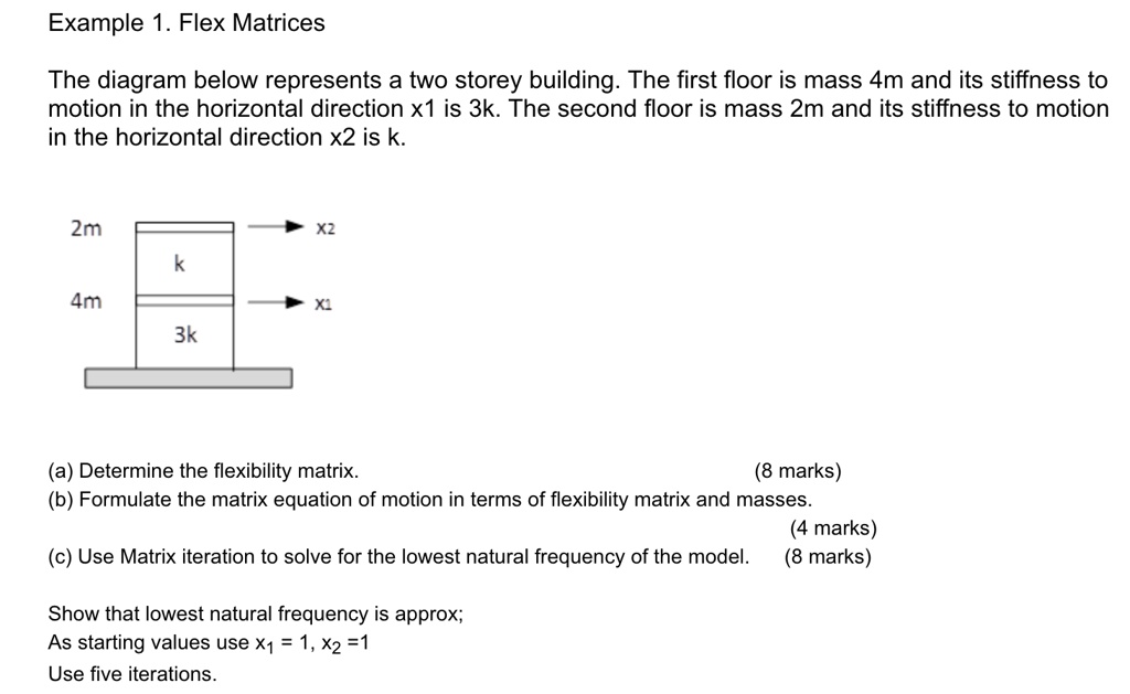 SOLVED: Example 1: Flex Matrices The diagram below represents a two-story building. The first ...