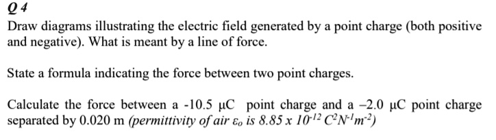 SOLVED: Q4: Draw diagrams illustrating the electric field generated by ...