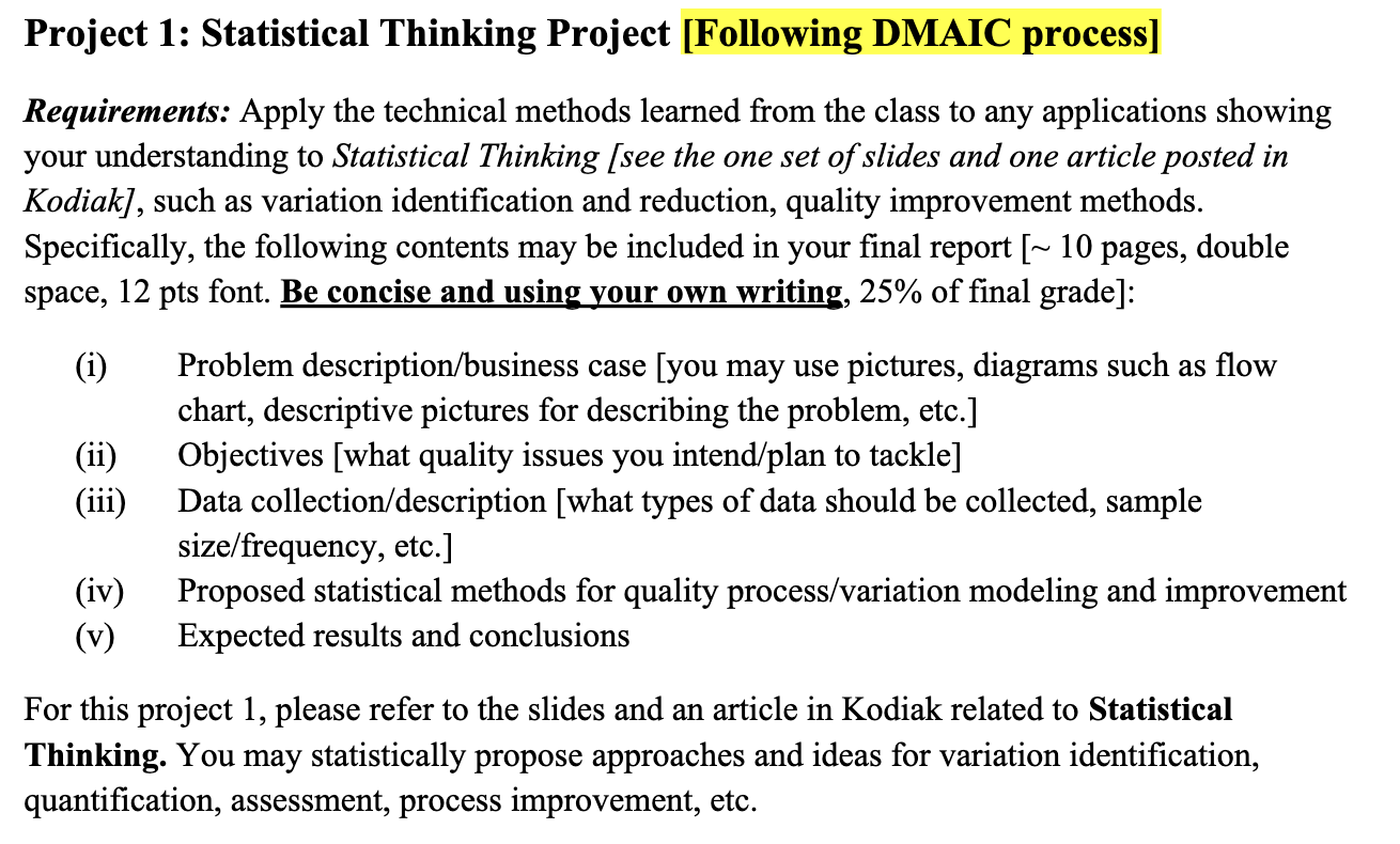 Project 1: Statistical Thinking Project [Following DMAIC process ...