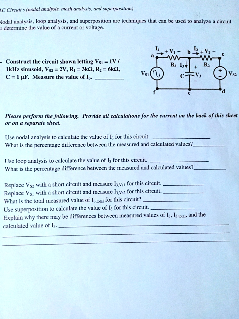 SOLVED: Circuits (nodal analysis, mesh analysis, and superposition) Nodal analysis, loop ...