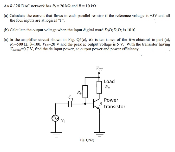 An R / 2R DAC network has Rf = 20 kΩ and R = 10 kΩ. (a) Calculate the ...