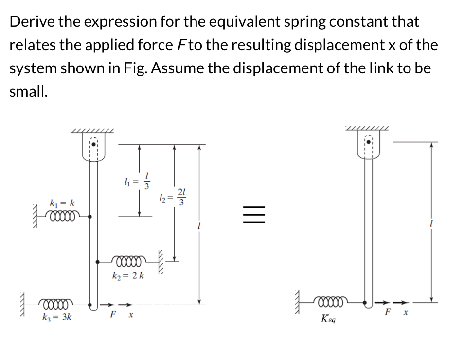 Derive the expression for the equivalent spring constant that relates ...