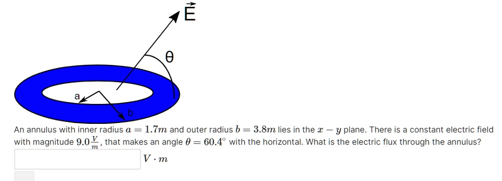 SOLVED: E An annulus with inner radius a = 1.7m and outer radius b == 3 ...