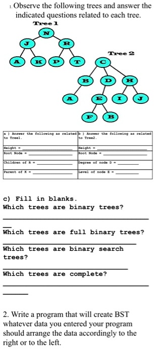SOLVED: In Java Observe the following trees and answer the indicated questions related to each ...