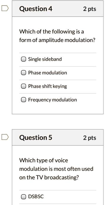 SOLVED: Question 4 2 pts Which of the following is a form of amplitude ... SOLVED: Question 4 2 pts Which of the following is a form of amplitude ...