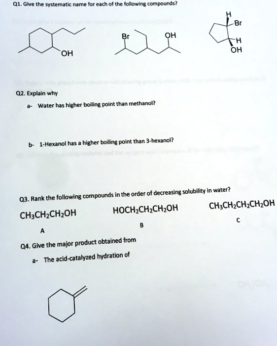 SOLVED: Give the systematic name for each of the following compounds ...