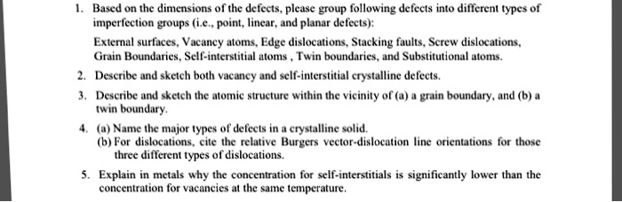 SOLVED: Based on the dimensions of the defects, please group the ...