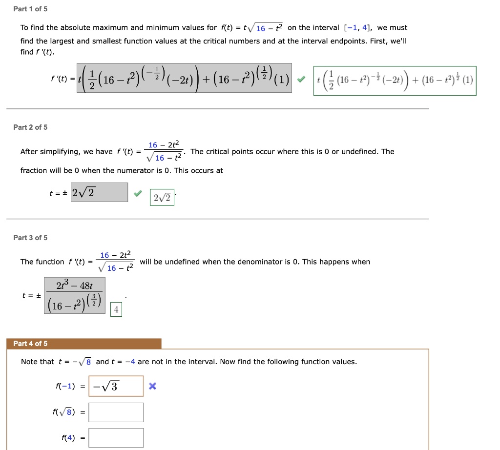 Solved Part Of 5 To Find The Absolute Maximum And Minimum Values For F