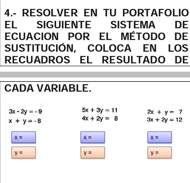 SOLVED: RESOLVER EN TU PORTAFOLIO EL SIGUIENTE SISTEMA DE ECUACION POR ... SOLVED: RESOLVER EN TU PORTAFOLIO EL SIGUIENTE SISTEMA DE ECUACION POR ...