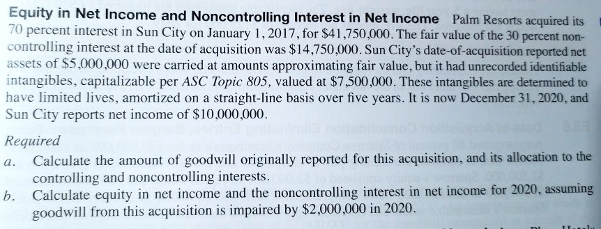 SOLVED: E5.2 Equity in Net Income and Noncontrolling Interest in Net ...