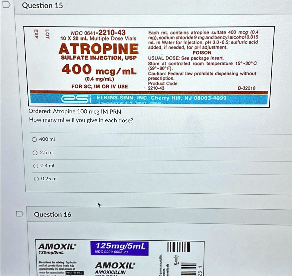 SOLVED: Question 15 NDC 0641-2210-43 10 x 20 mL Multiple Dose Vials ...