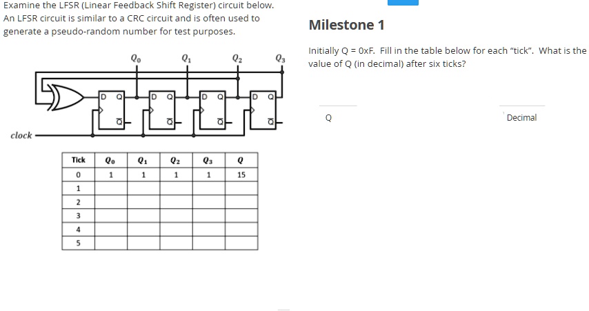 Solved Examine The Lfsr Linear Feedback Shift Register Circuit Below An Lfsr Circuit Is