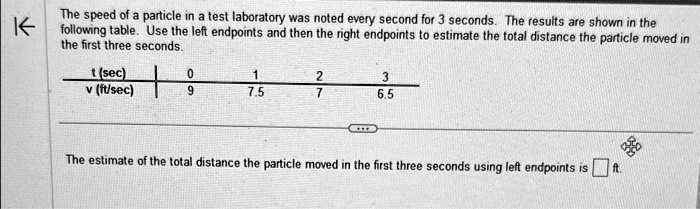 SOLVED: The speed of a particle in a test laboratory was noted every ...
