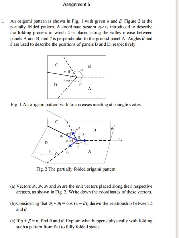 Assignment 5 1. An origami pattern is shown in Fig. 1 with...
