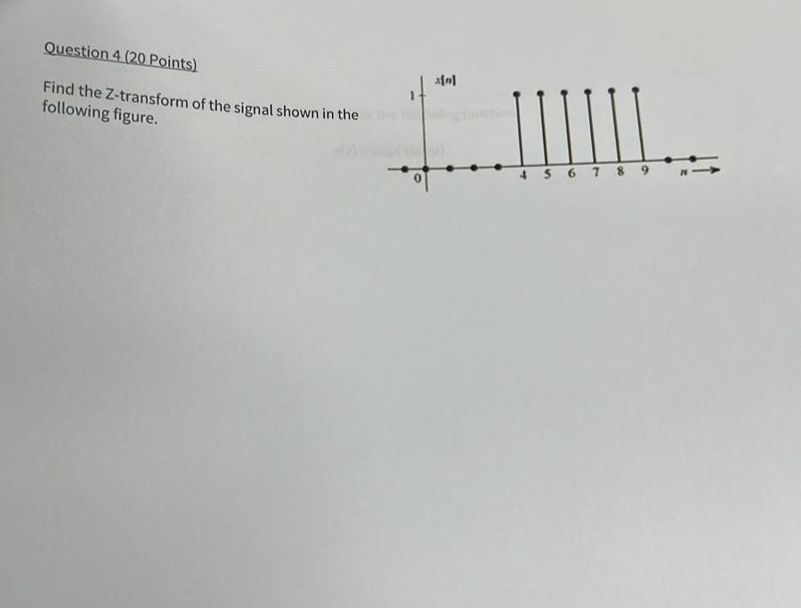 Question 4 (20 Points) Find the Z-transform of the signal shown in the ... Question 4 (20 Points) Find the Z-transform of the signal shown in the ...