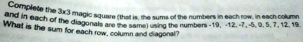 complete the 3x3 and in each of magic square that is the sums of the ...