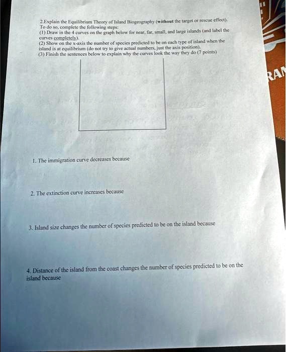 2. Explain the Equilibrium Theory of Island Biogeography (without the ...