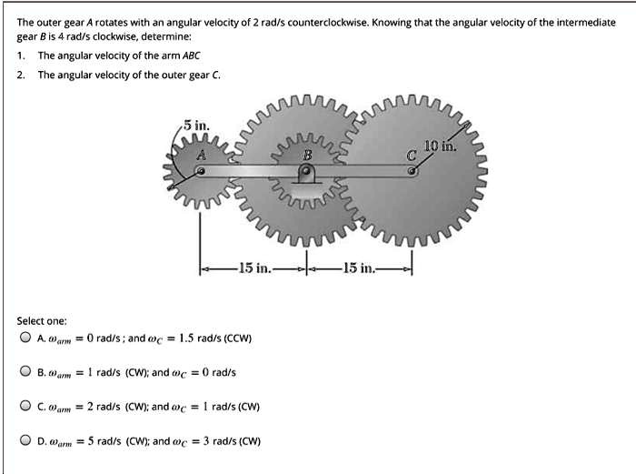 The Outer Gear A Rotates With An Angular Velocity Of 2 Rad S Counterclockwise Knowing That The