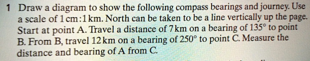 1 Draw a diagram to show the following compass bearings and journey ...
