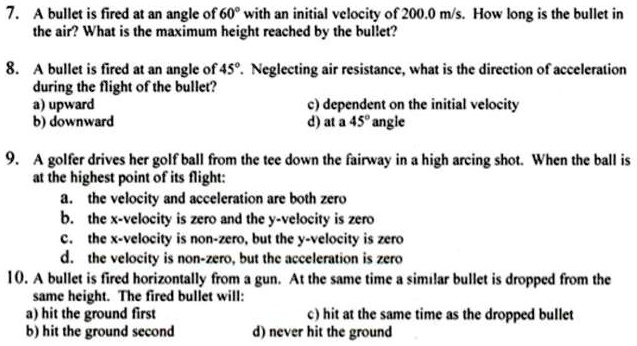 SOLVED: A bullet is fired at an angle of 60Â° with an initial velocity ...
