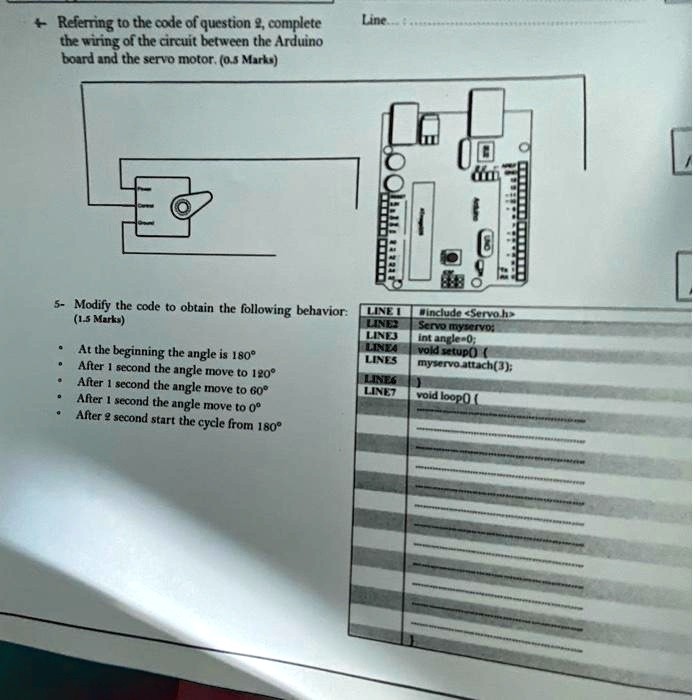 Texts: Referring to the code of question, complete the wiring of the ... Texts: Referring to the code of question, complete the wiring of the ...