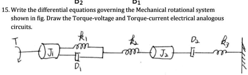 SOLVED: D1 15. Write the differential equations governing the mechanical rotational system shown ...