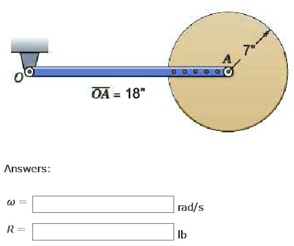 the 33 lb disk is rigidly attached to the 11 lb bar oa which is pivoted ...